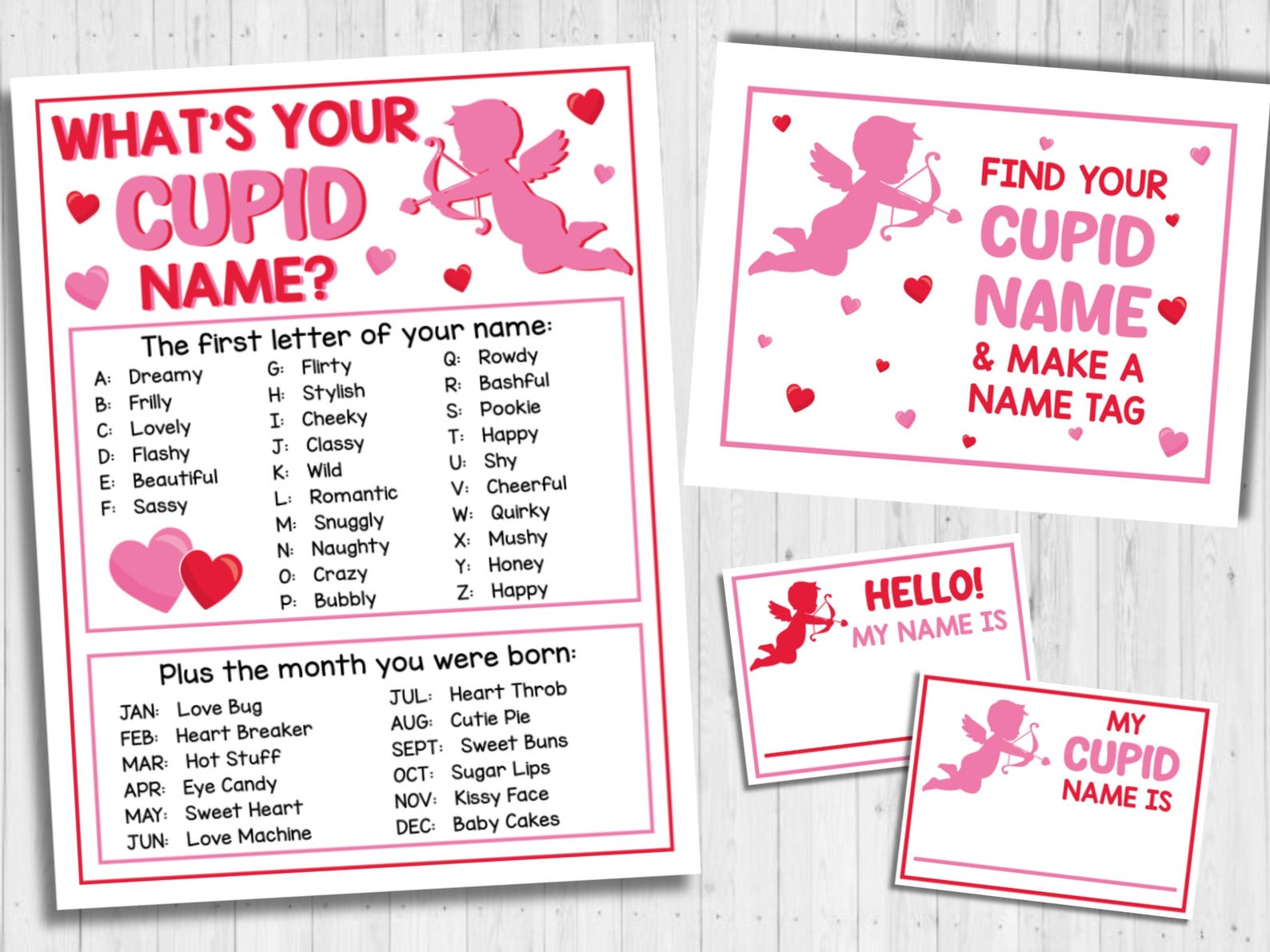 INSTANT DOWNLOAD What's Your Cupid Name Printable - Valentine's Day ...