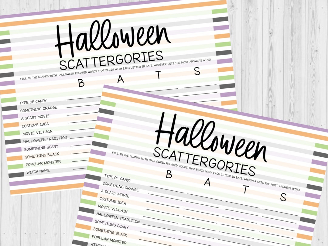 INSTANT DOWNLOAD Halloween Scattergories Printable Game - Halloween ...