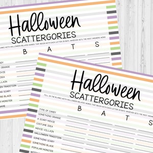 INSTANT DOWNLOAD Halloween Scattergories Printable Game - Halloween ...