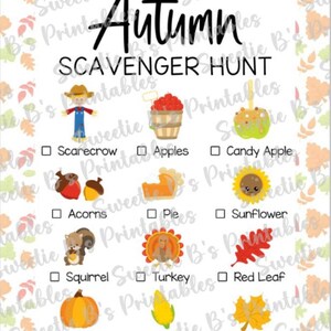 INSTANT DOWNLOAD Autumn Scavenger Hunt Printable - Autumn Game ...