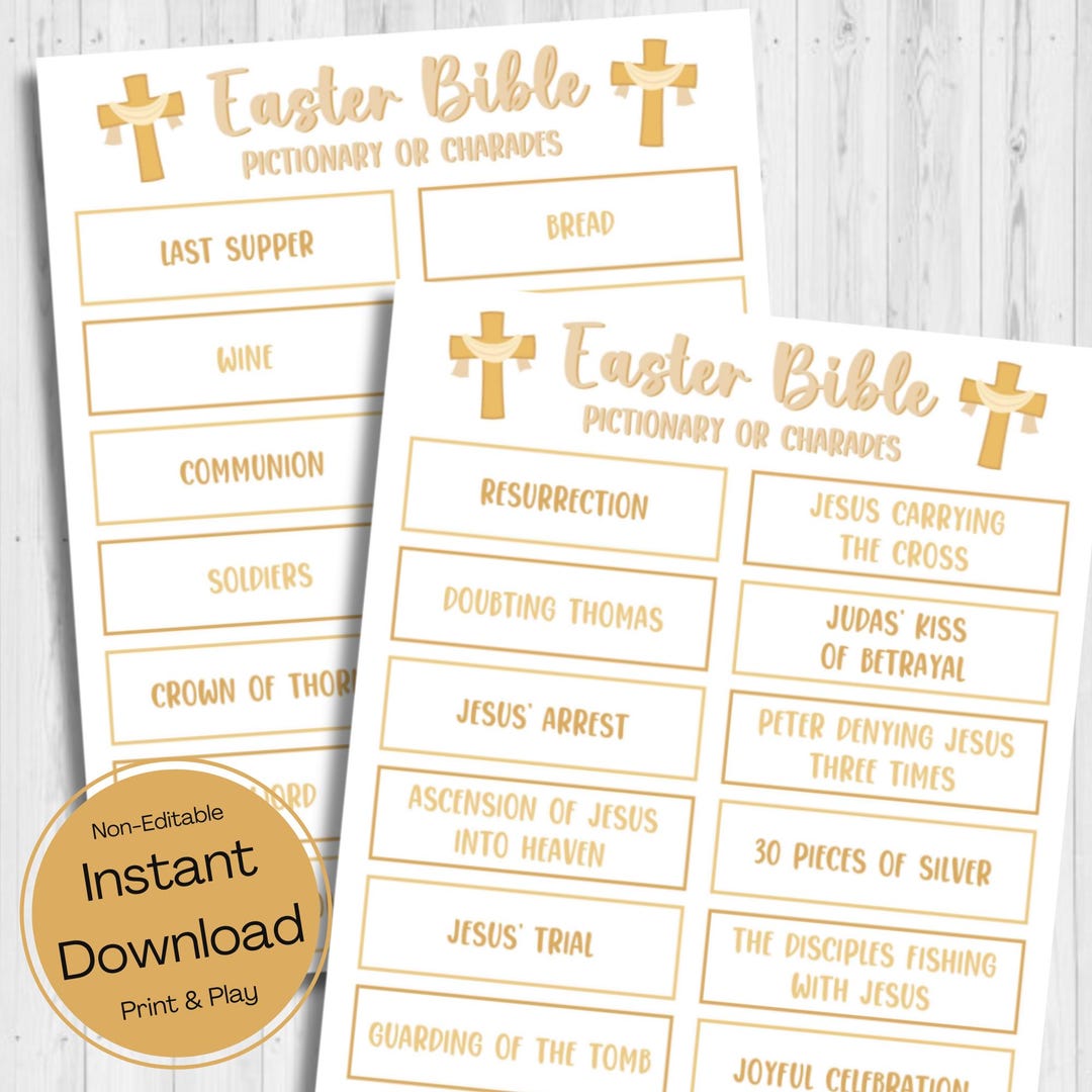 INSTANT DOWNLOAD Easter Story Pictionary or Charades Printable - Easter ...