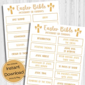 INSTANT DOWNLOAD Easter Story Pictionary or Charades Printable - Easter ...