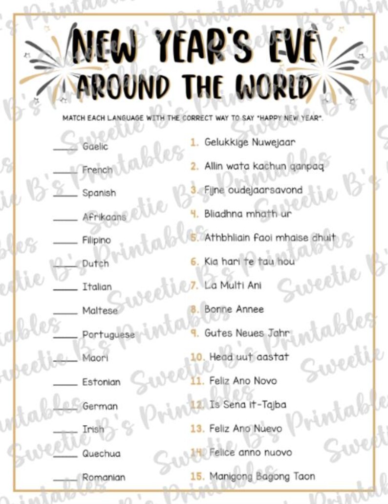 INSTANT DOWNLOAD New Year Trivia Game Printable - Holiday Game ...