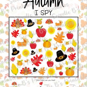 INSTANT DOWNLOAD Autumn I Spy Printable - Autumn Game Printable ...