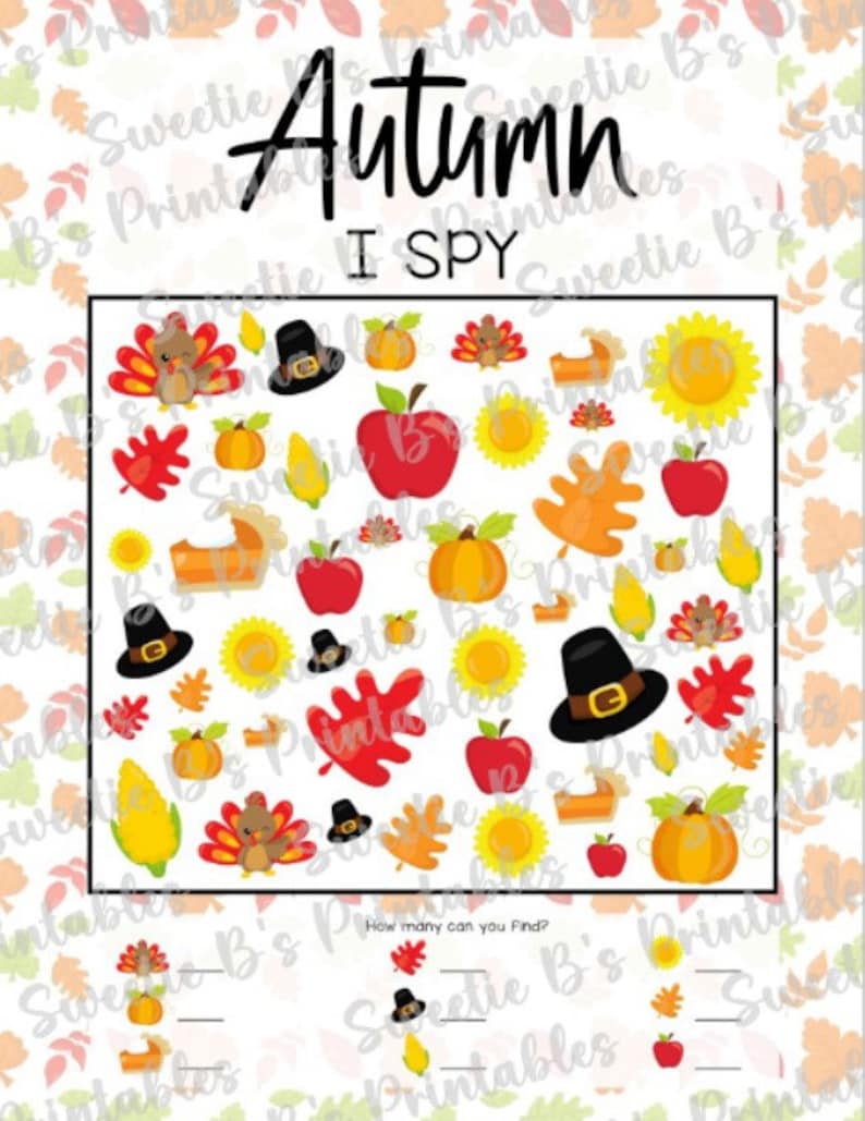 INSTANT DOWNLOAD Autumn I Spy Printable - Autumn Game Printable ...