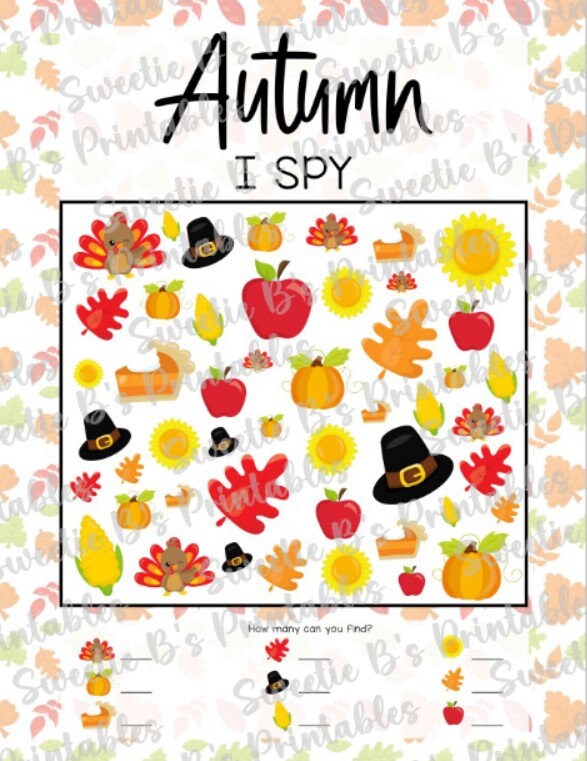 INSTANT DOWNLOAD Autumn I Spy Printable - Autumn Game Printable ...