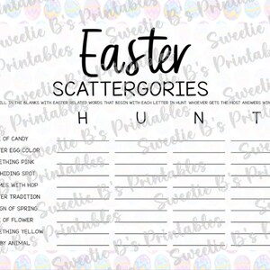 INSTANT DOWNLOAD Easter Scattergories Printable Game - Easter Game ...