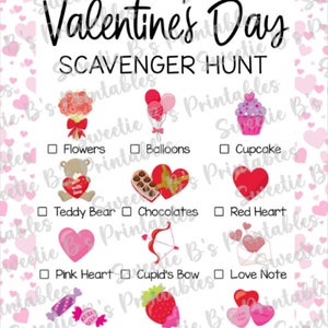 INSTANT DOWNLOAD Valentine's Day Scavenger Hunt Printable - Valentine's ...