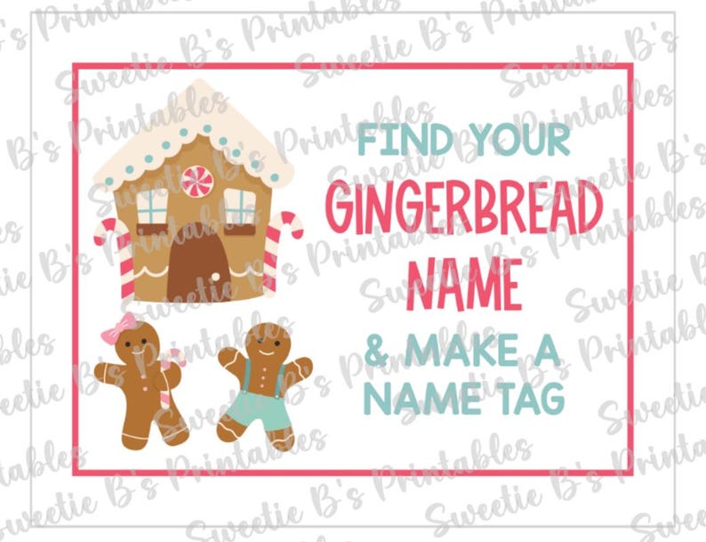 INSTANT DOWNLOAD What's Your Gingerbread Name Printable Holiday Party ...