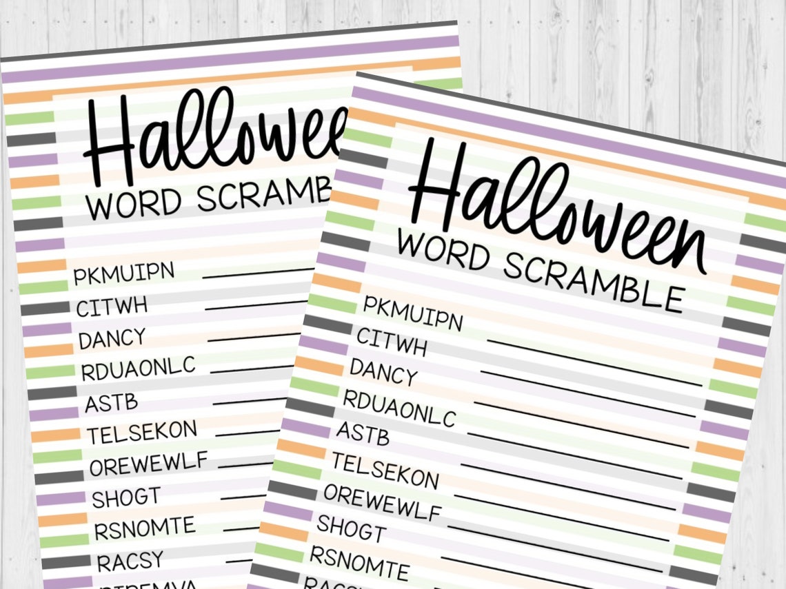 INSTANT DOWNLOAD Halloween Word Scramble Game Printable - Halloween ...