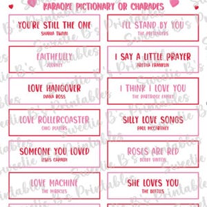 INSTANT DOWNLOAD Galentine's Karaoke Pictionary or Charades Printable ...