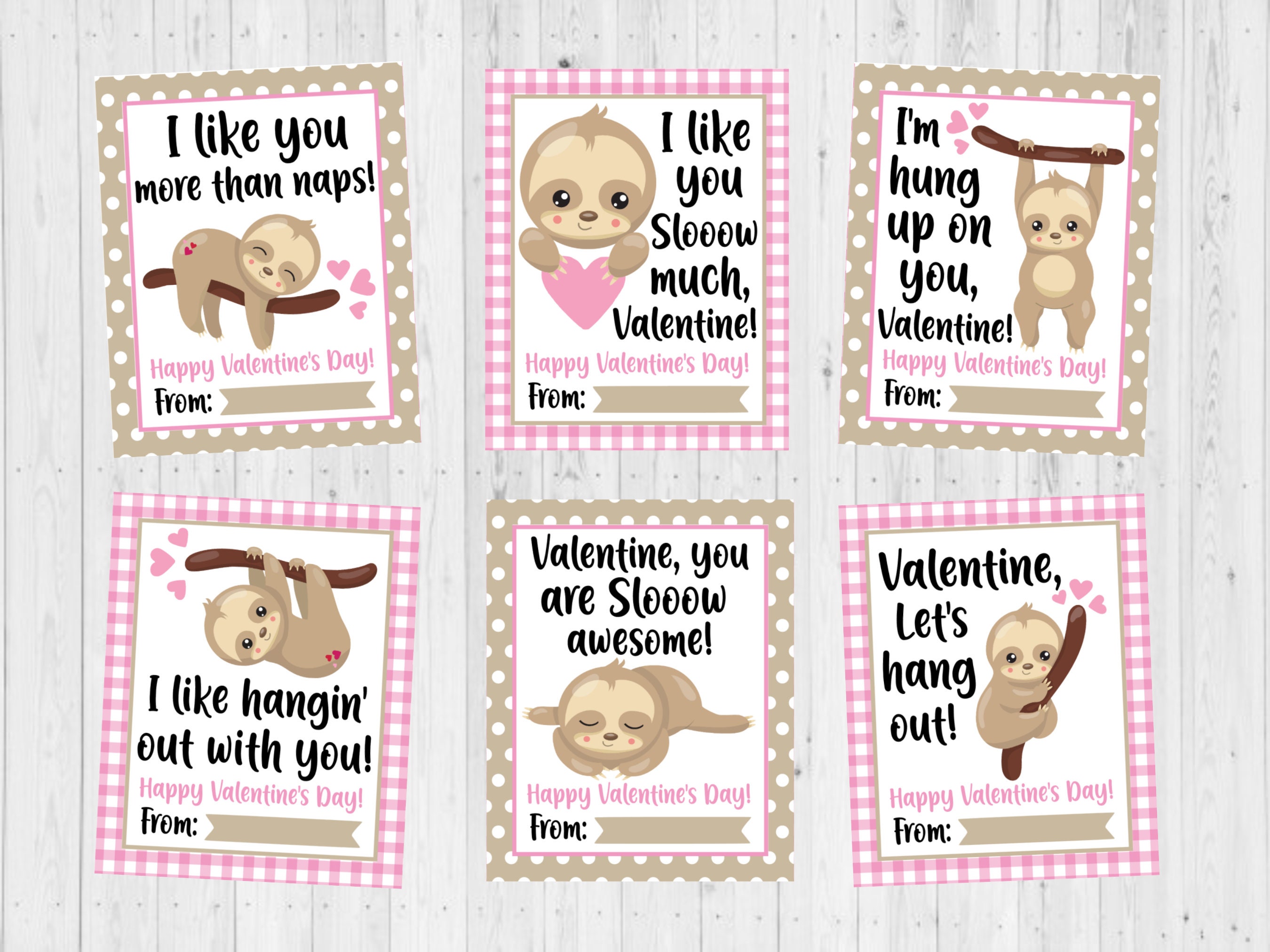 INSTANT DOWNLOAD - Sloth Valentine Card Printable - Kids Printable ...