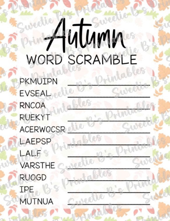 INSTANT DOWNLOAD Autumn Activity Sheet Printable Autumn Game - Etsy