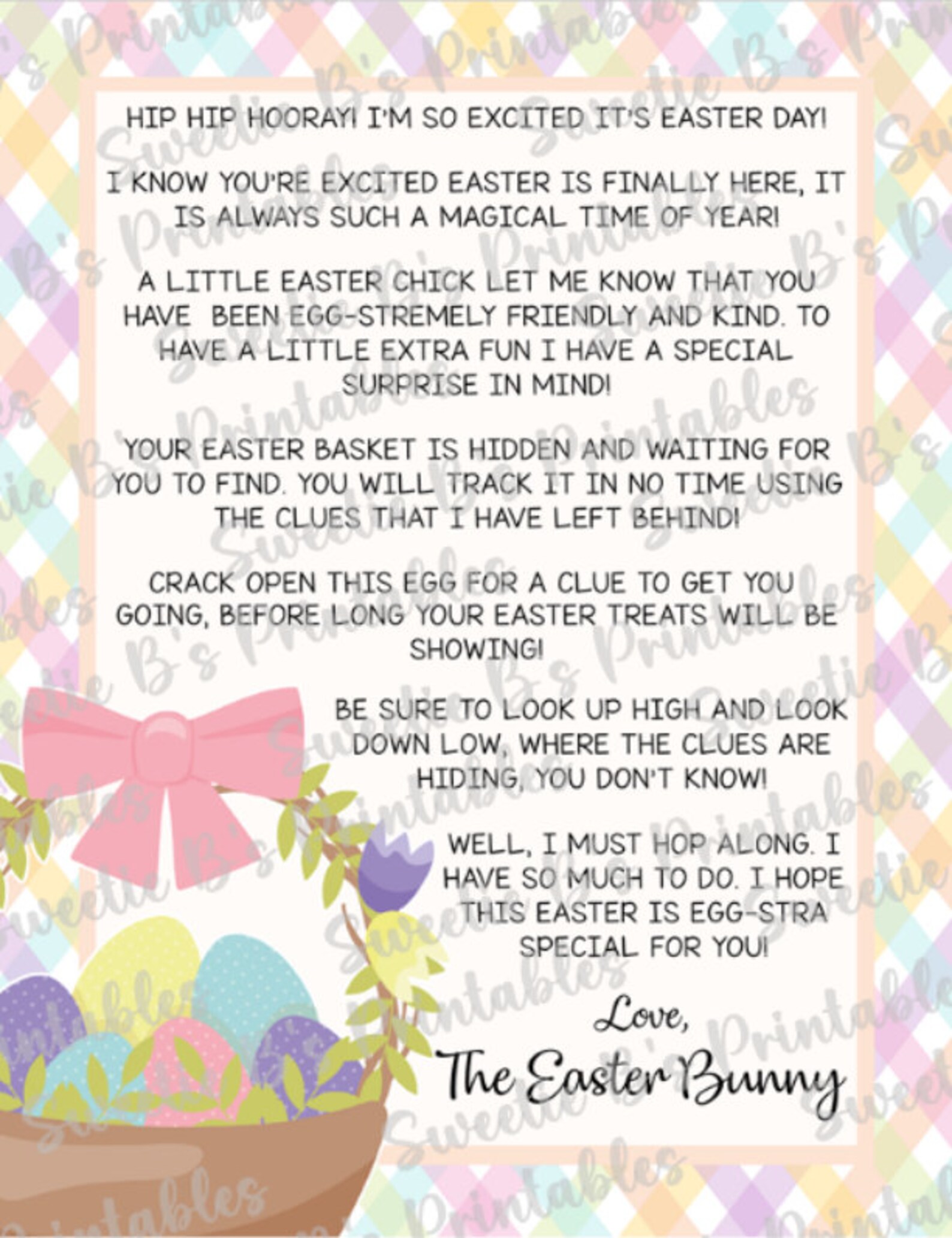 INSTANT DOWNLOAD Easter Scavenger Hunt Printable - Hidden Easter Basket ...