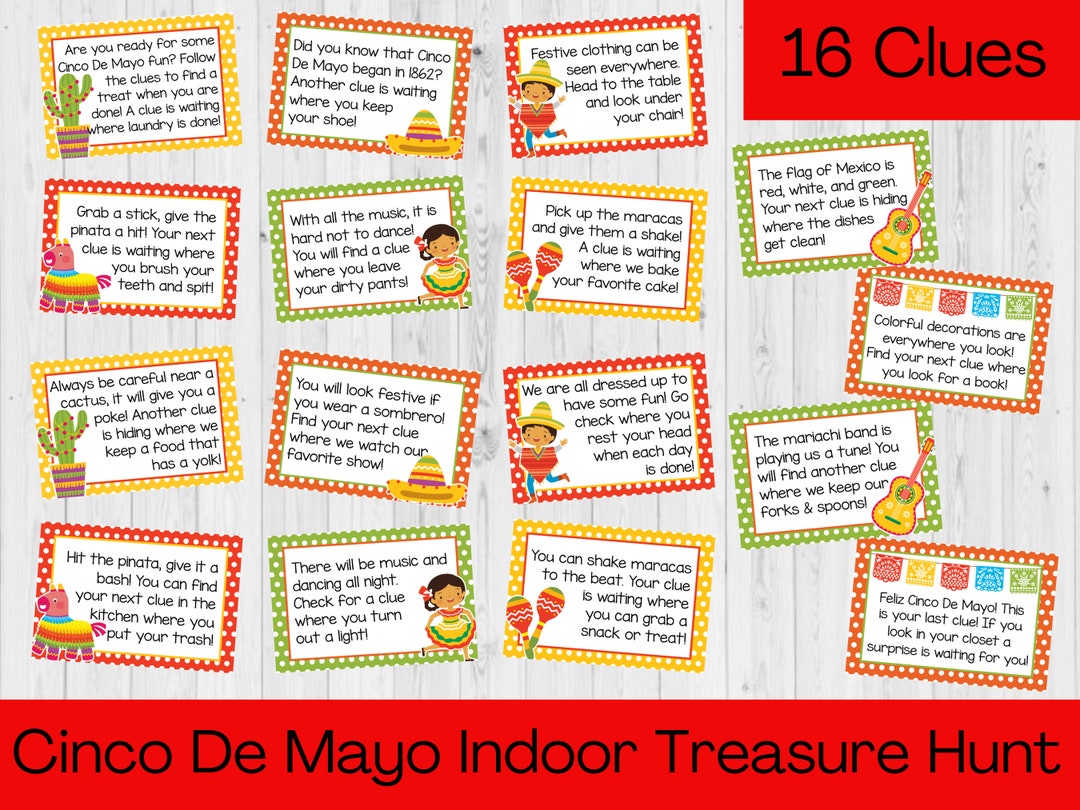INSTANT DOWNLOAD Cinco De Mayo Treasure Hunt Printable - Cinco De Mayo ...
