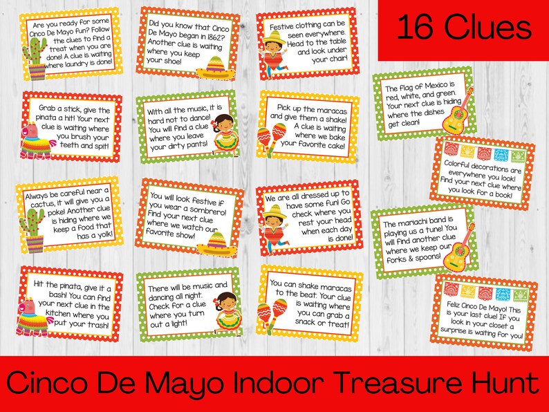 INSTANT DOWNLOAD Cinco De Mayo Treasure Hunt Printable - Cinco De Mayo ...