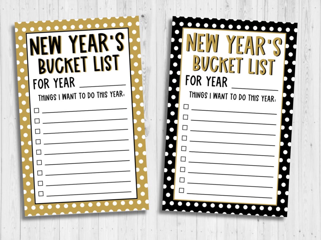 INSTANT DOWNLOAD - New Year Bucket List Printable - New Year Bucket ...