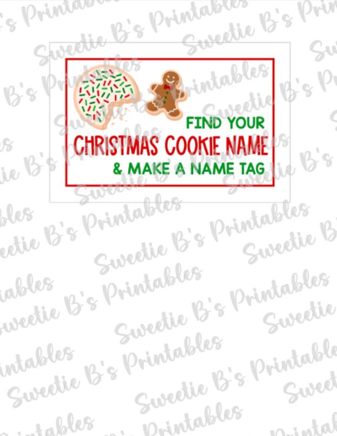 INSTANT DOWNLOAD What's Your Christmas Cookie Name Printable - Holiday ...