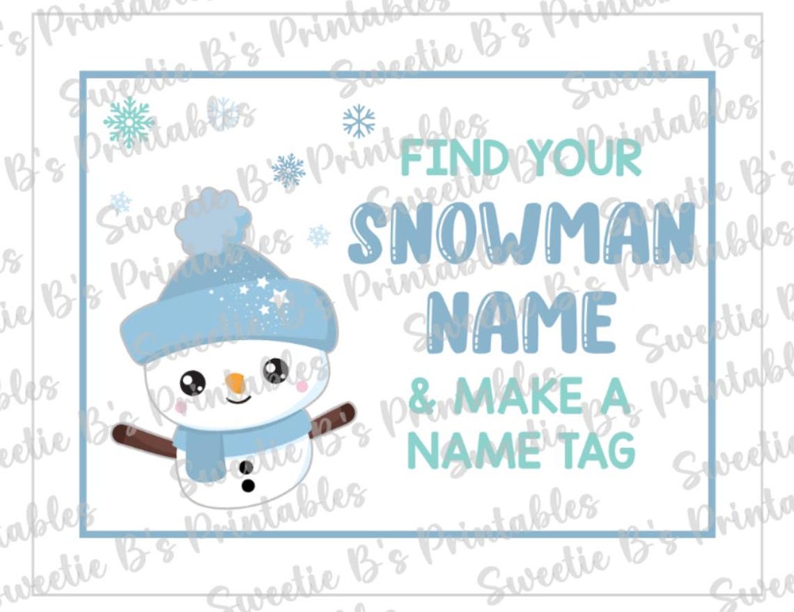 INSTANT DOWNLOAD What's Your Snowman Name Printable - Holiday Party ...