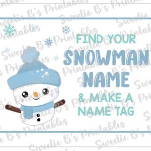 INSTANT DOWNLOAD What's Your Snowman Name Printable - Holiday Party ...