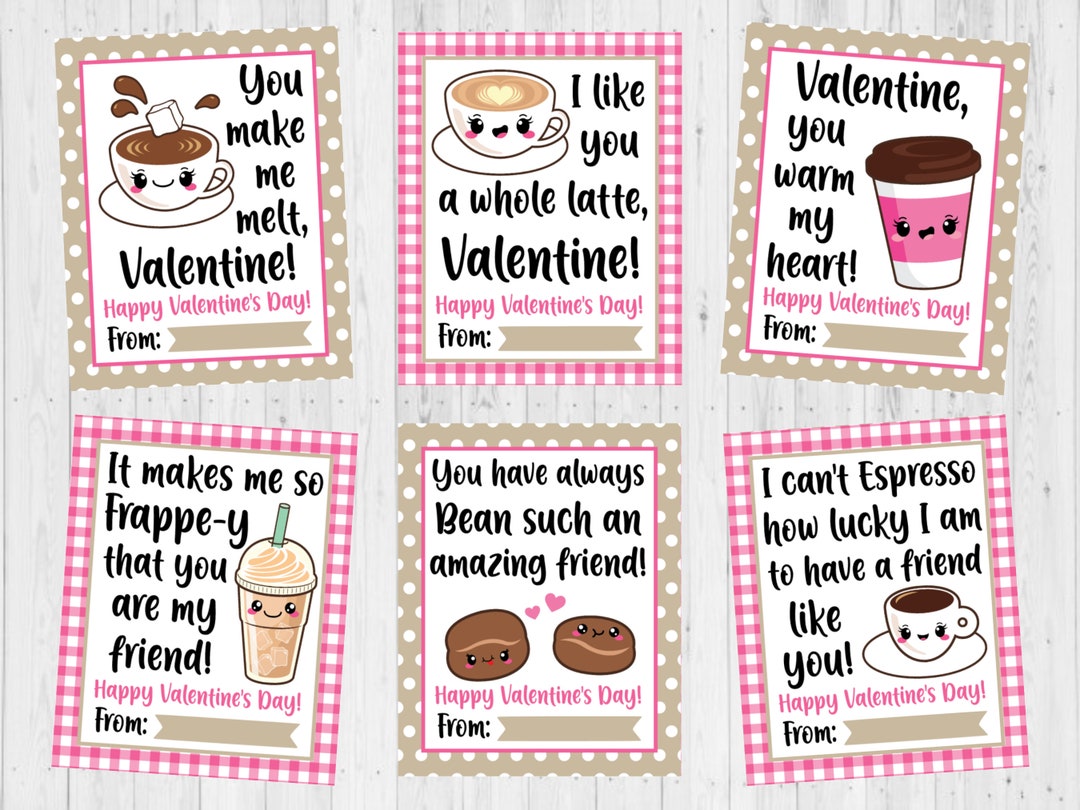 INSTANT DOWNLOAD - Coffee Valentine Card Printable - Kids Printable ...