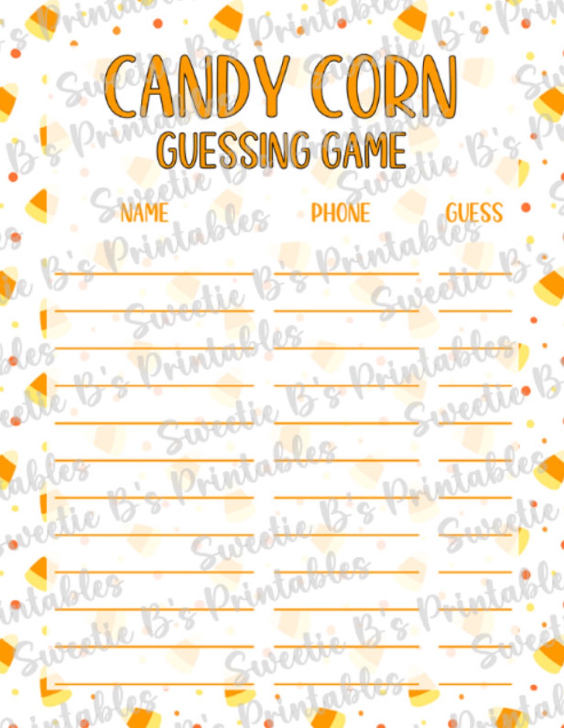 INSTANT DOWNLOAD Guess How Many Candy Corn Printable - Autumn Guessing ...
