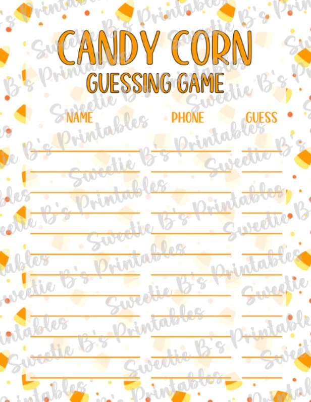 INSTANT DOWNLOAD Guess How Many Candy Corn Printable - Autumn Guessing ...