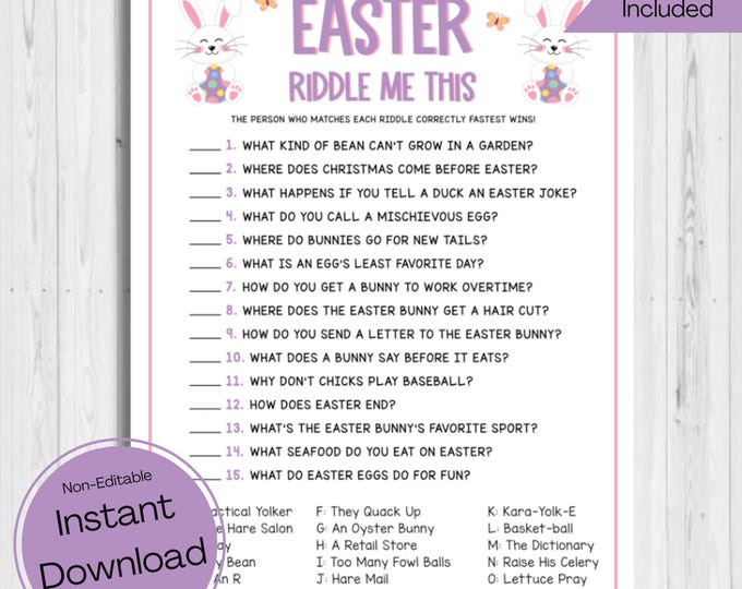 Easter Riddles Game, Printable Easter Party Game for Kids, Riddle Me ...