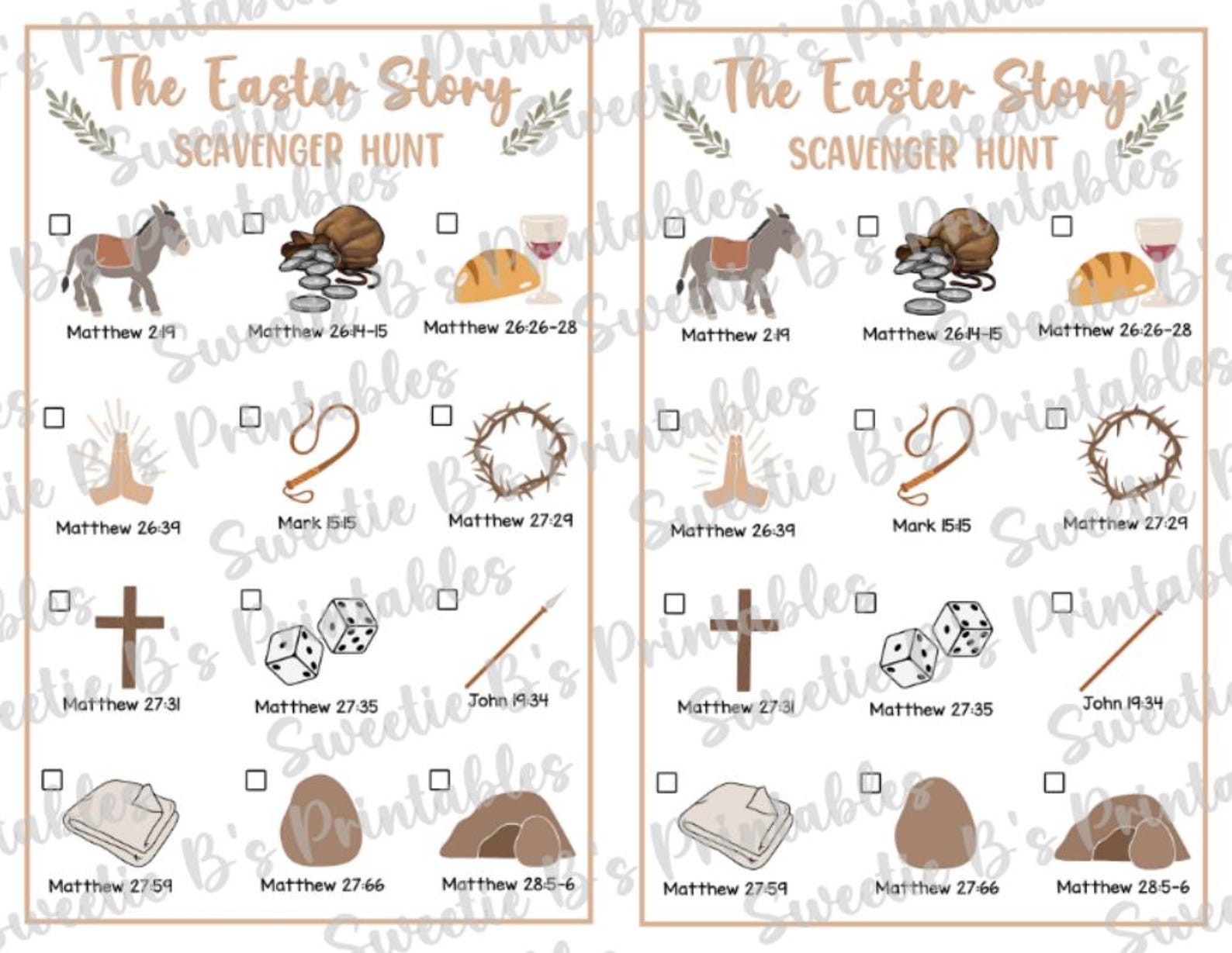 INSTANT DOWNLOAD Easter Bible Scavenger Hunt Printable - Easter Story ...