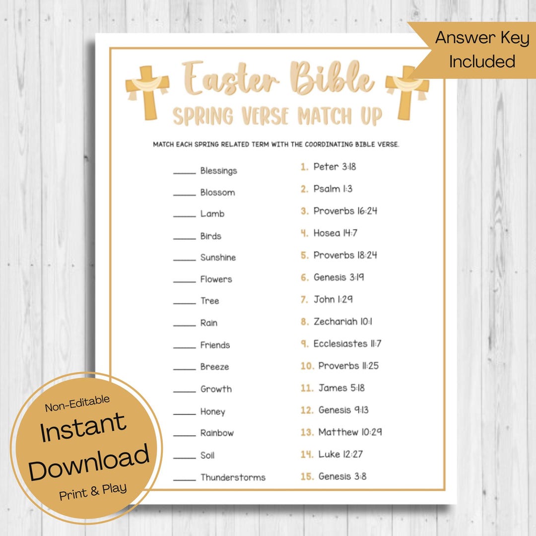 INSTANT DOWNLOAD Easter Bible Verse Match up Game Printable - Easter ...