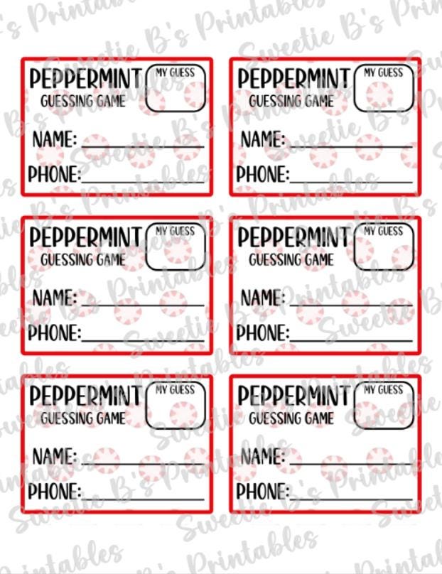 INSTANT DOWNLOAD Guess How Many Peppermints Printable - Holiday ...