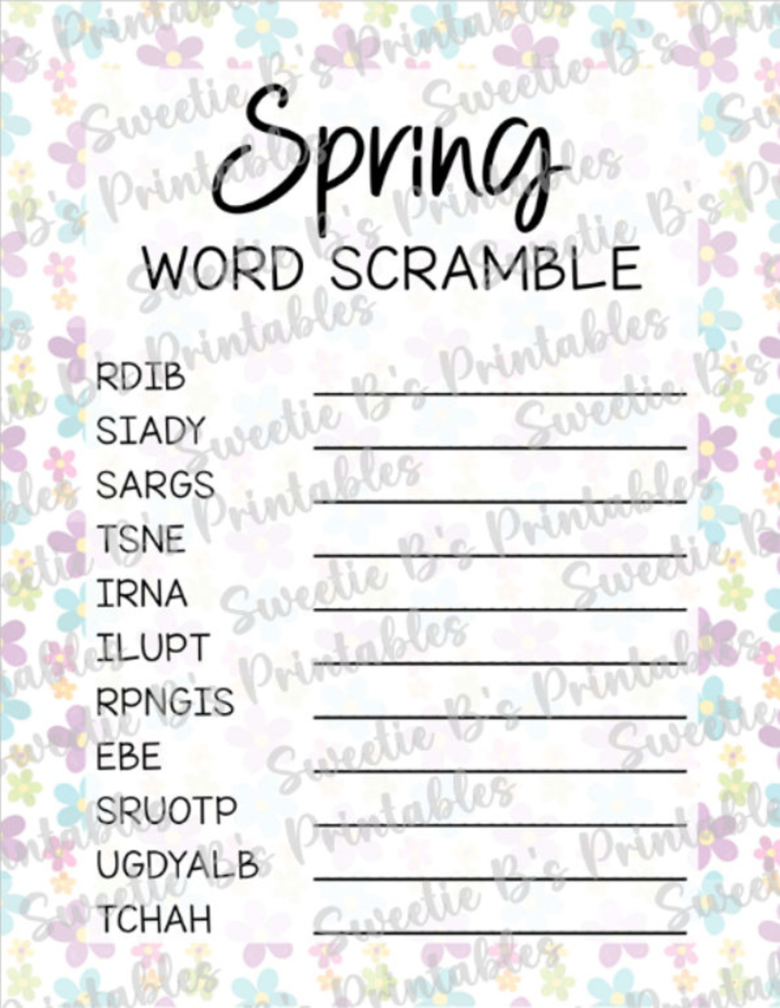 INSTANT DOWNLOAD Spring Word Scramble Game Printable - Spring Game ...