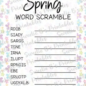 INSTANT DOWNLOAD Spring Word Scramble Game Printable - Spring Game ...