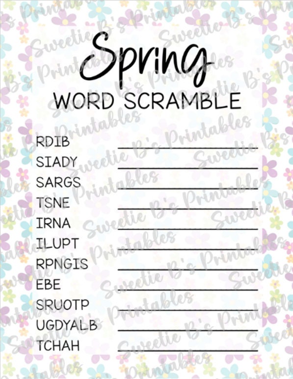 INSTANT DOWNLOAD Spring Word Scramble Game Printable - Spring Game ...