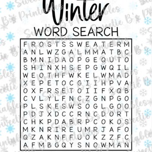 INSTANT DOWNLOAD Winter Word Search Printable - Winter Game Printable ...