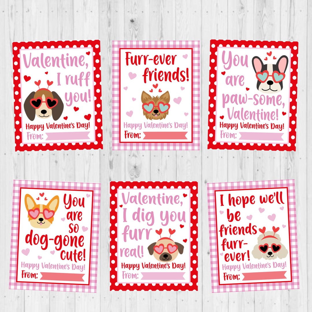 INSTANT DOWNLOAD - Dog Valentine Card Printable - Kids Printable ...