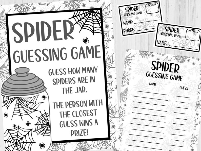 INSTANT DOWNLOAD Guess How Many Spiders Printable - Halloween Guessing ...