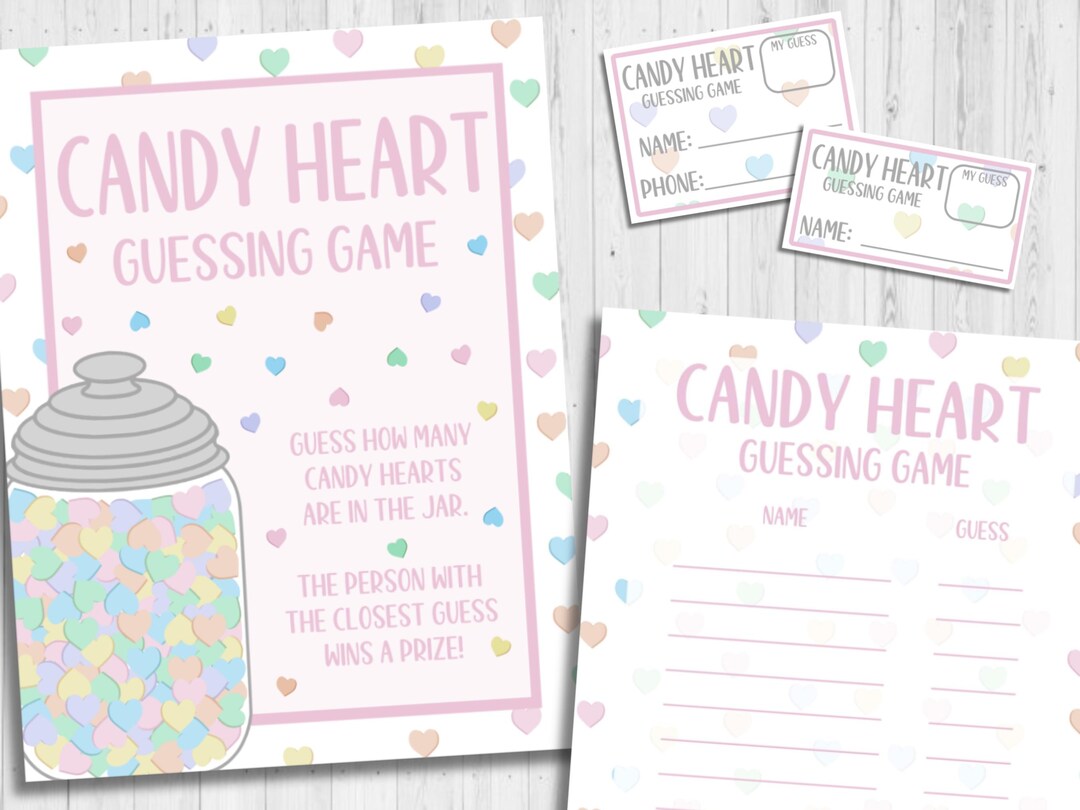 INSTANT DOWNLOAD Guess How Many Candy Hearts Printable - Valentine's ...