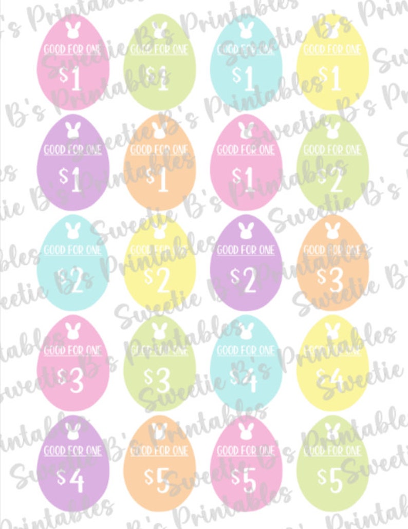 INSTANT DOWNLOAD Easter Egg Token Printable - Easter Egg Filler Coupon ...