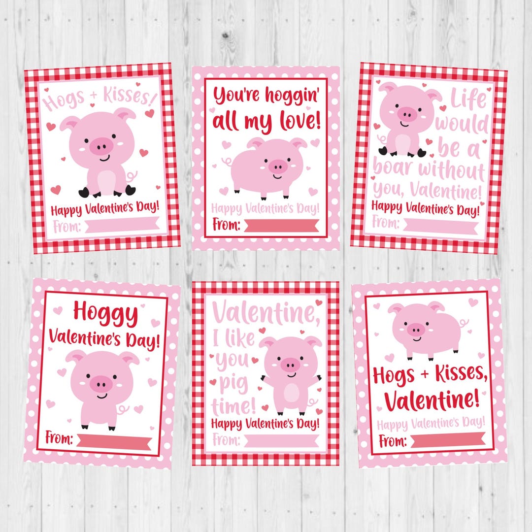 INSTANT DOWNLOAD - Pig Valentine Card Printable - Kids Printable ...