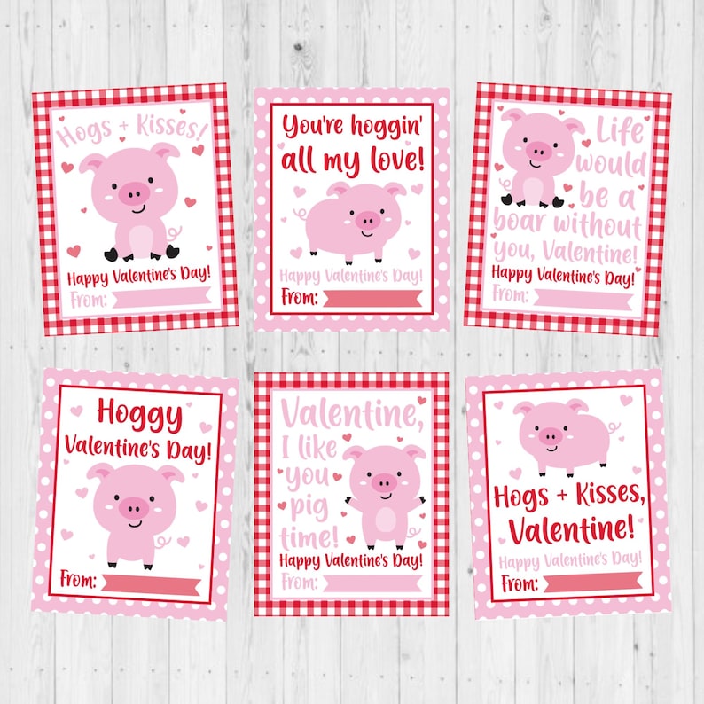 INSTANT DOWNLOAD - Pig Valentine Card Printable - Kids Printable ...