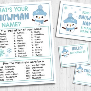 INSTANT DOWNLOAD What's Your Snowman Name Printable - Holiday Party ...