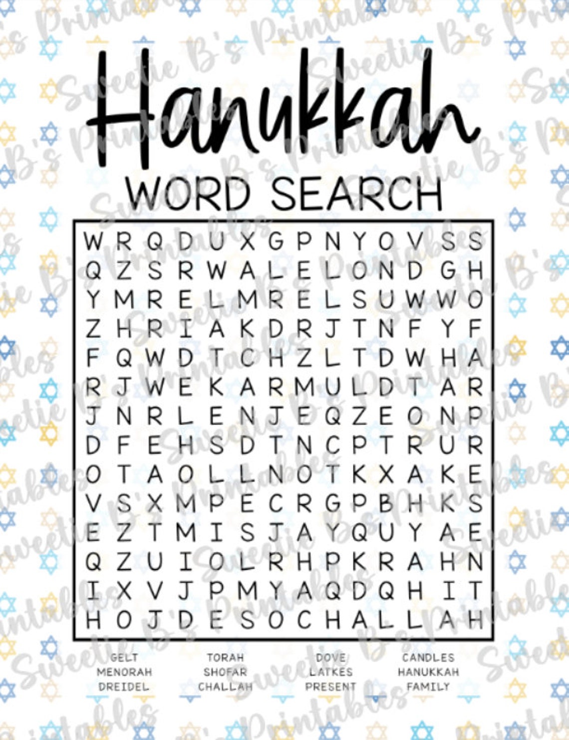 INSTANT DOWNLOAD Hanukkah Word Search Printable - Hanukkah Game ...