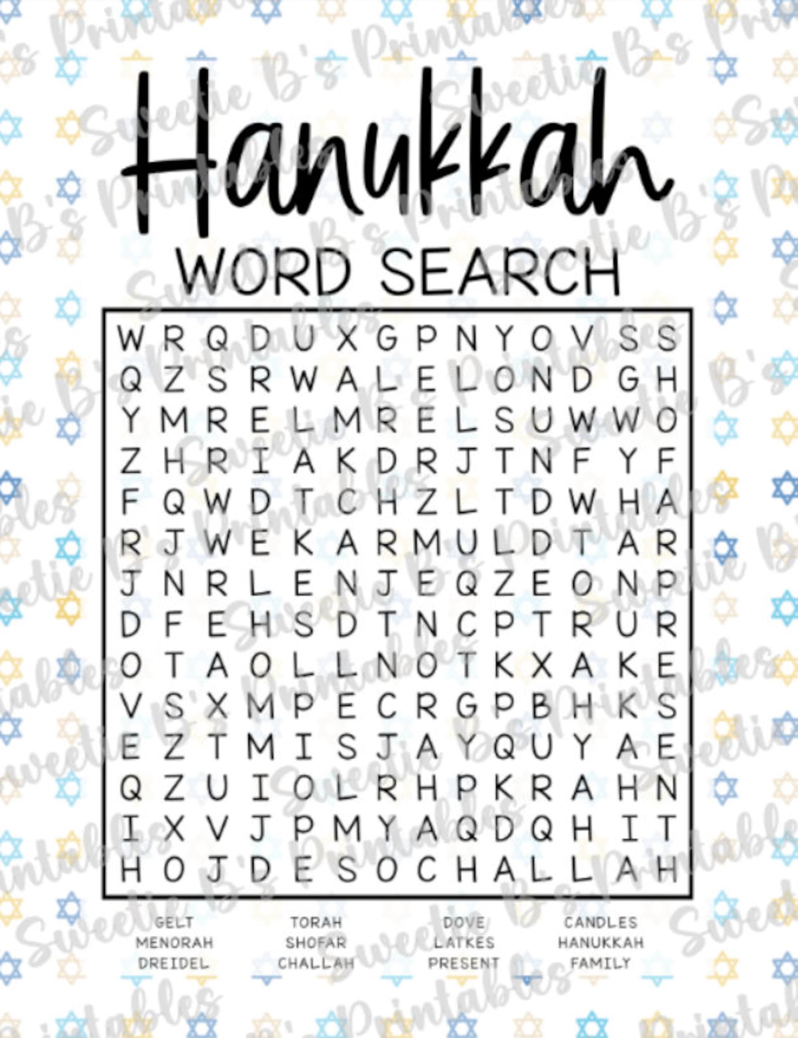 INSTANT DOWNLOAD Hanukkah Word Search Printable - Hanukkah Game ...