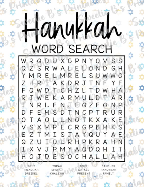 INSTANT DOWNLOAD Hanukkah Word Search Printable - Hanukkah Game ...