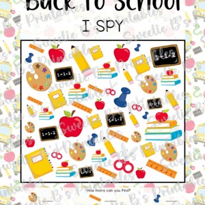 INSTANT DOWNLOAD Back to School I Spy Printable Back to School Game ...