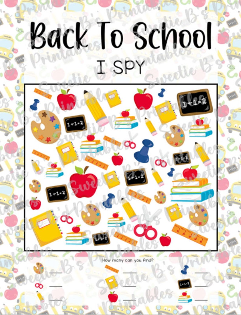 INSTANT DOWNLOAD Back to School I Spy Printable - Back to School Game ...