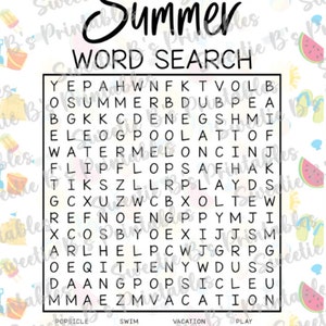 INSTANT DOWNLOAD Summer Word Search Printable - Summer Game Printable ...