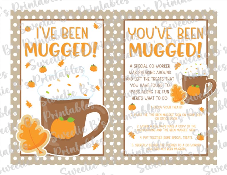 INSTANT DOWNLOAD Autumn I've Been Mugged Printable Co-worker Autumn ...
