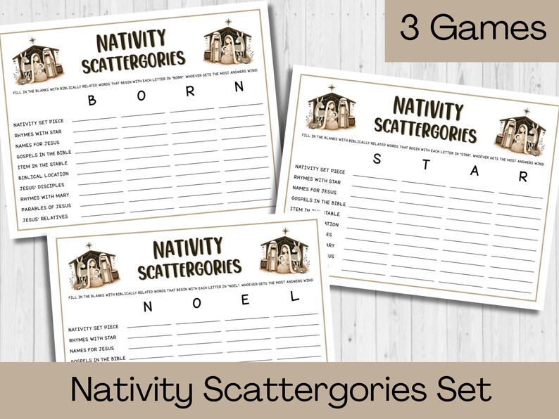 INSTANT DOWNLOAD Nativity Scattergories Printable Game Bundle ...